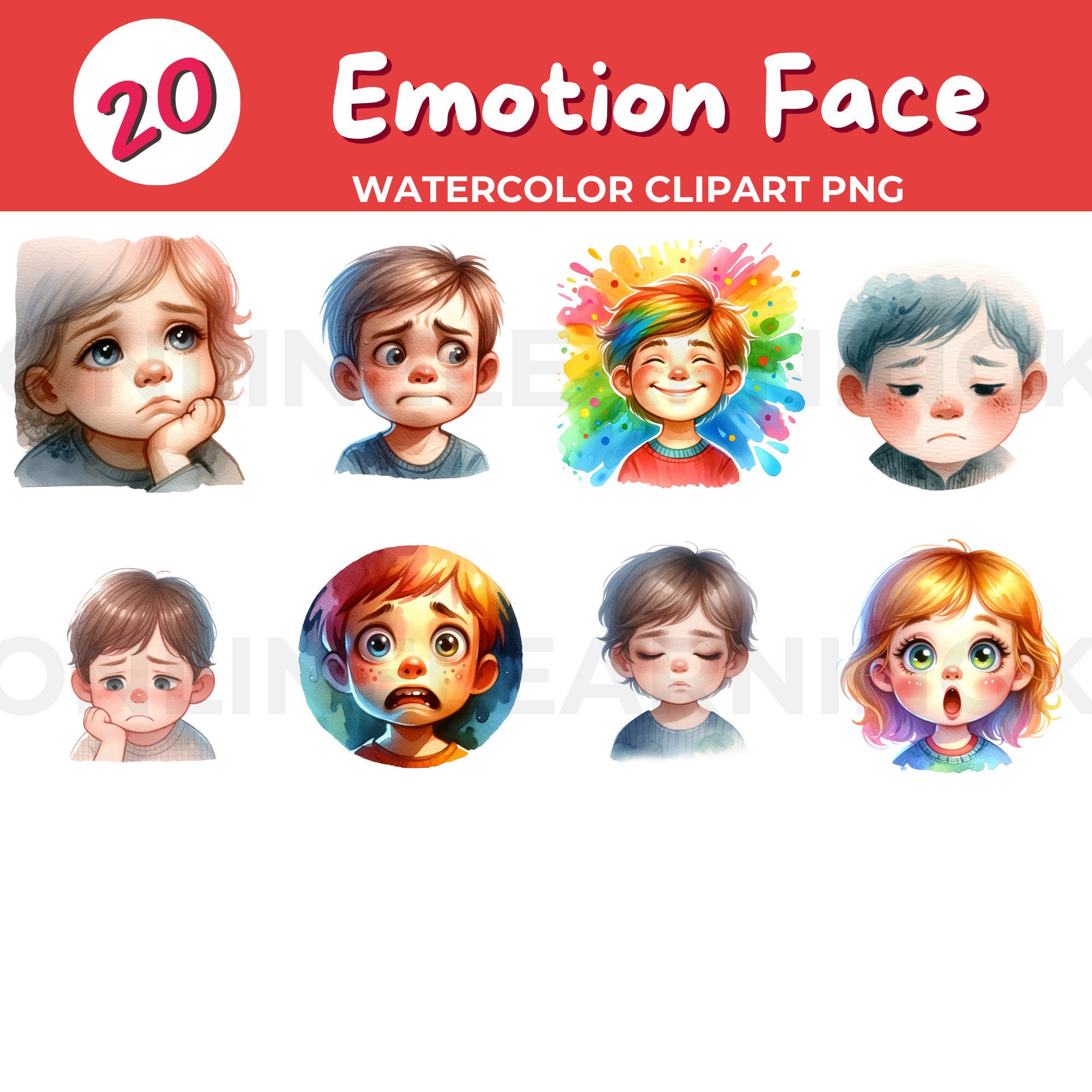 20 Emotion Face Clipart PNG Collection - Feeling Faces. - Etsy