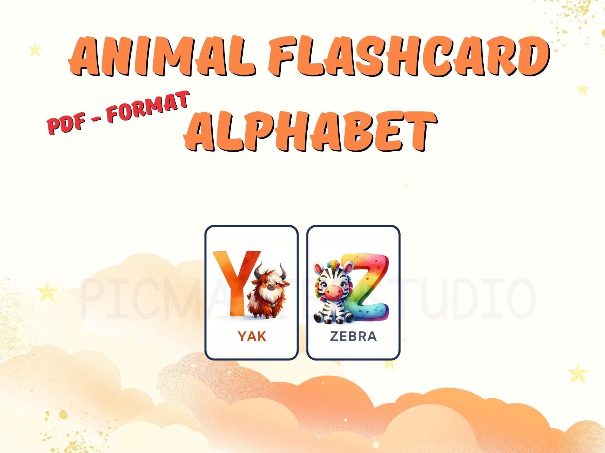 Educational Alphabet Flashcards With Animals Preschool Learning Game - Etsy