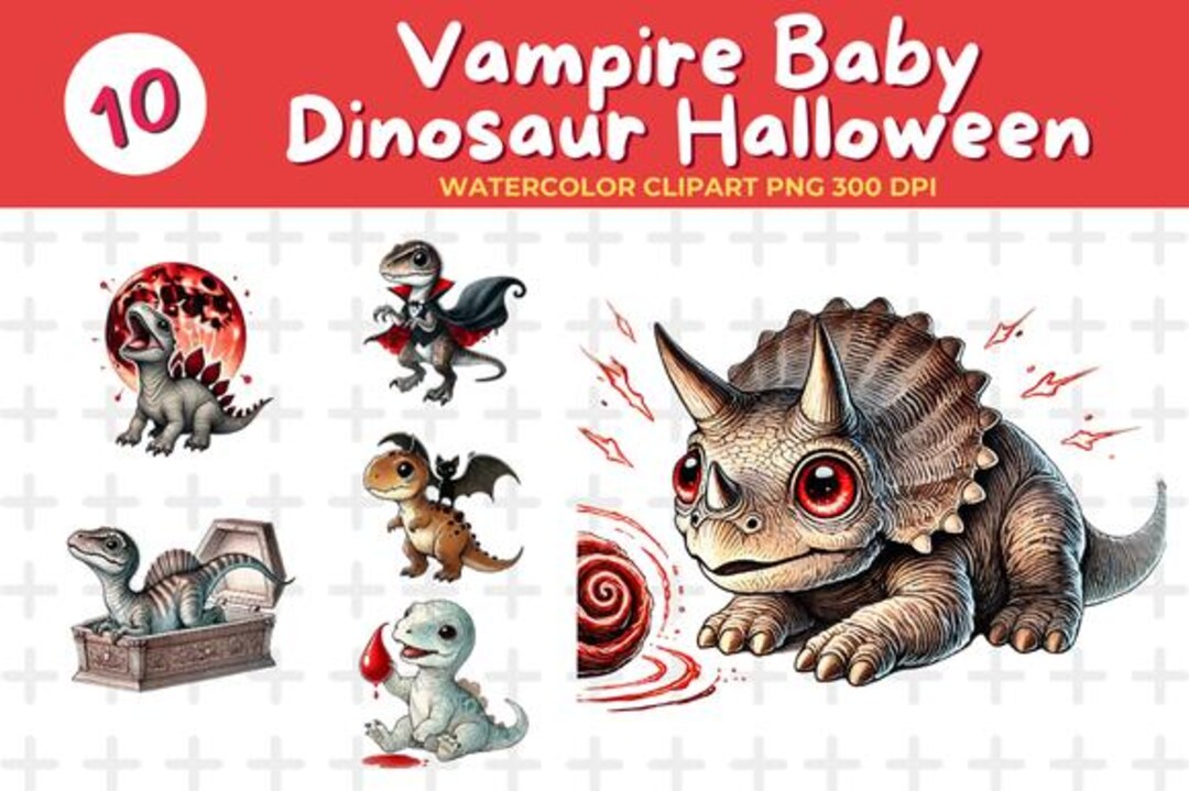 Vampire Baby Dinosaur Halloween PNG Collection for Kids | Vampire Dino ...