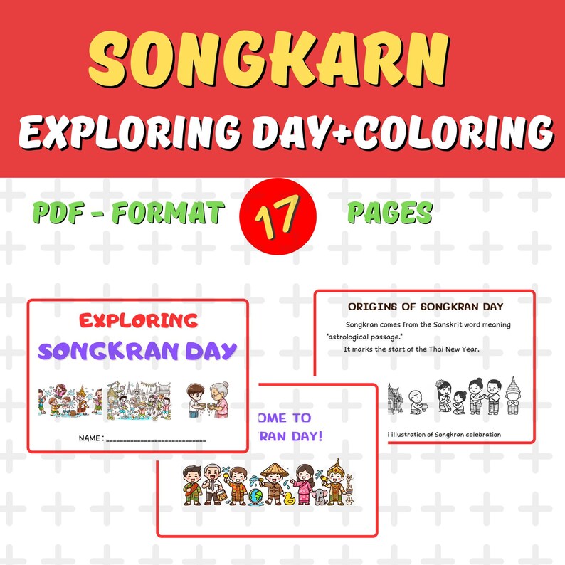 Exploring Songkarn Day+coloring Pages for Kids - Etsy