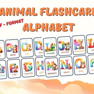 Educational Alphabet Flashcards With Animals Preschool Learning Game - Etsy