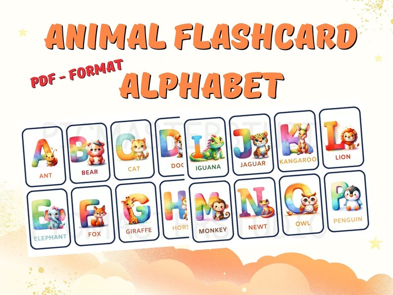Educational Alphabet Flashcards With Animals Preschool Learning Game - Etsy