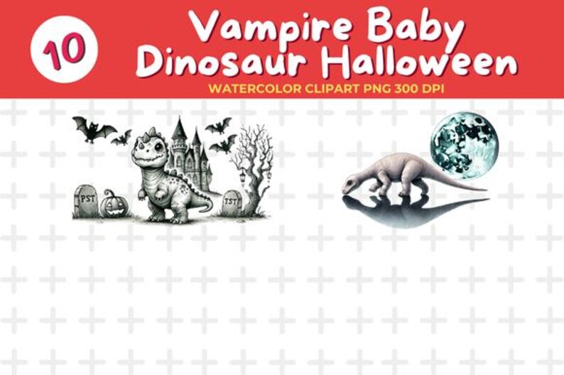 Vampire Baby Dinosaur Halloween PNG Collection for Kids | Vampire Dino ...