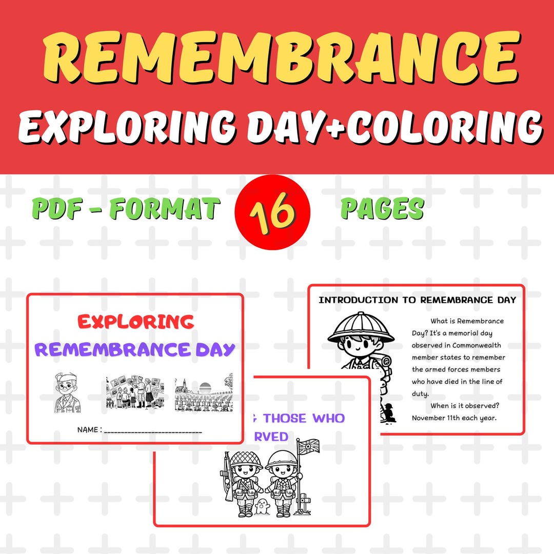 Exploring Remembrance Day+coloring Pages for Kids - Etsy