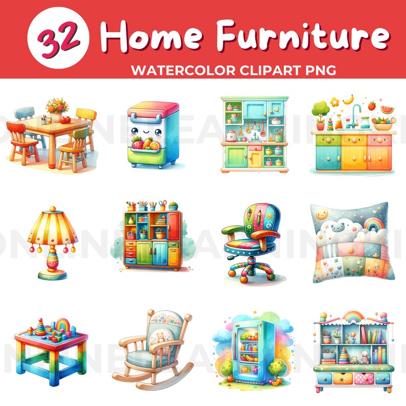 32 Home Furniture Clipart PNG | Kids Room Furniture Png | Cute House ...