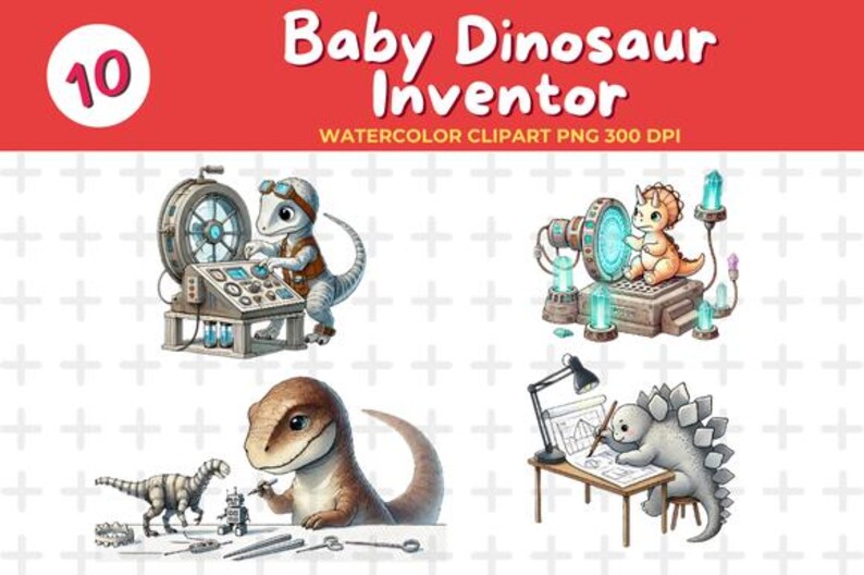 Baby Dinosaur Inventor PNG Collection for Kids Inventor Dino Art ...
