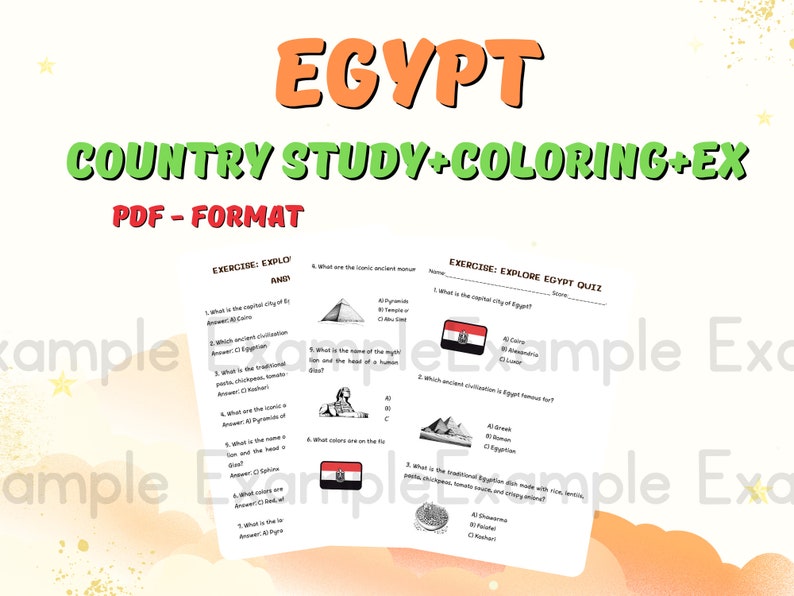 Egypt Country Study+coloring+ex Activities - Etsy