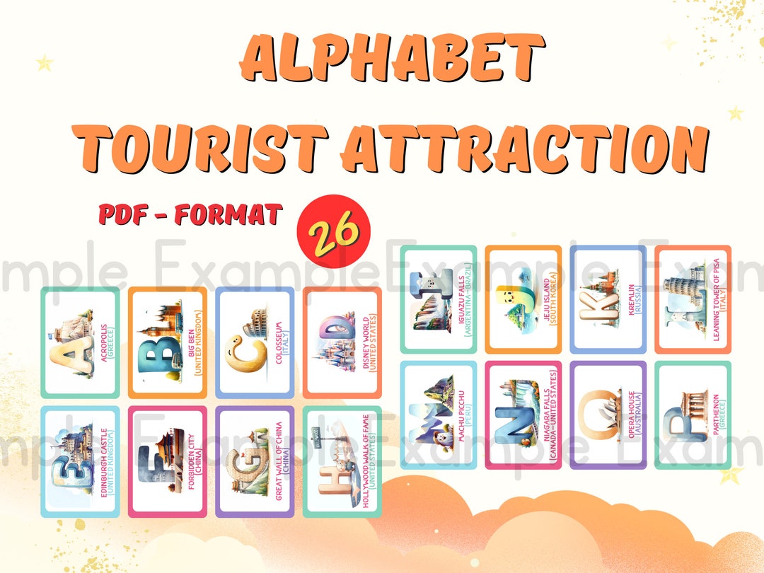 Explore the World: Alphabet Tourist Attraction Flashcards for Kids A ...
