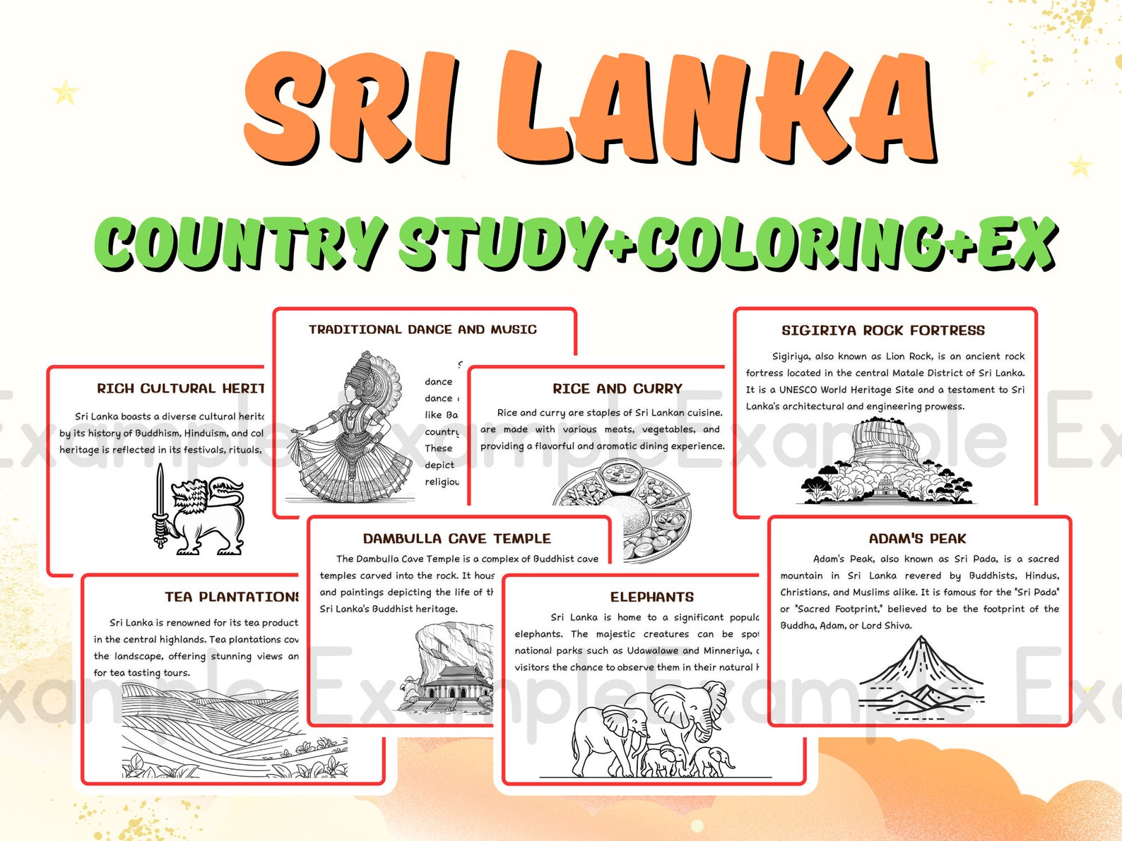 Sri Lanka Country Study+coloring+ex Activities - Etsy