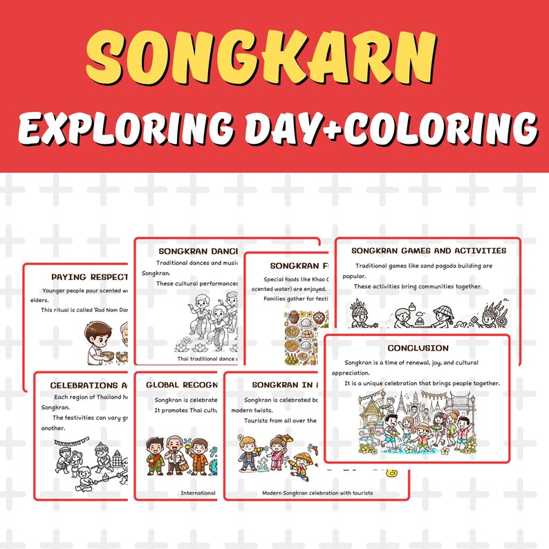 Exploring Songkarn Day+coloring Pages for Kids - Etsy