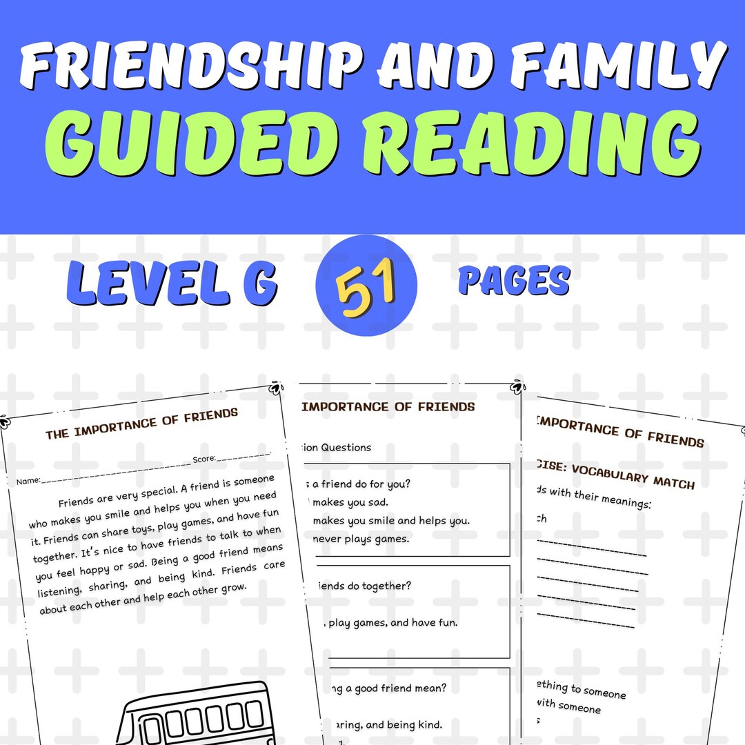 Friendship and Family 1st Grade Guided Reading Passages & Questions ...