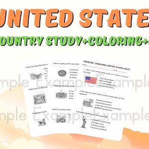 United States Country Study+coloring+ex Activities - Etsy