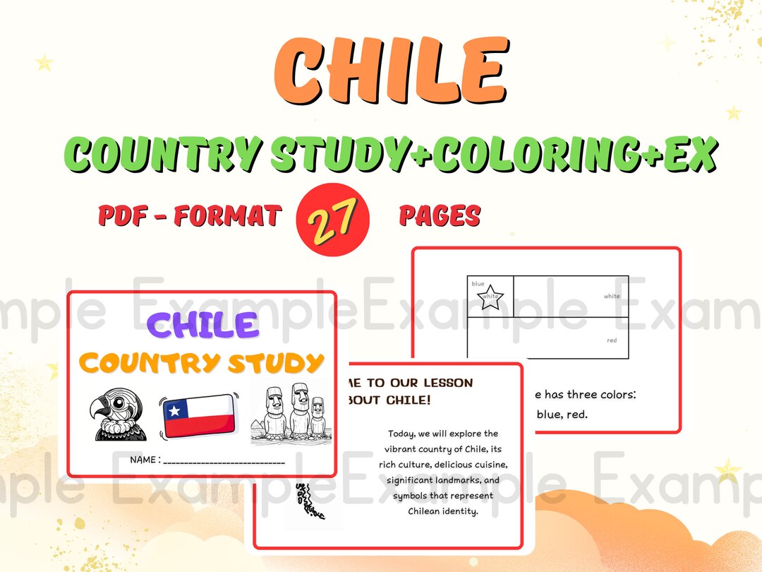 Chile Country Study+coloring+ex Activities - Etsy