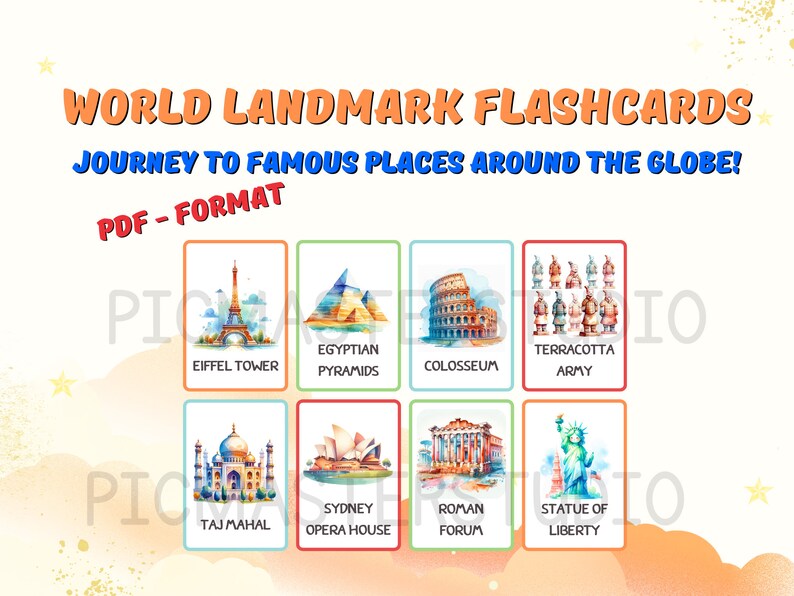 World Landmark Flashcards for Kids: Discover Global Wonders - Etsy