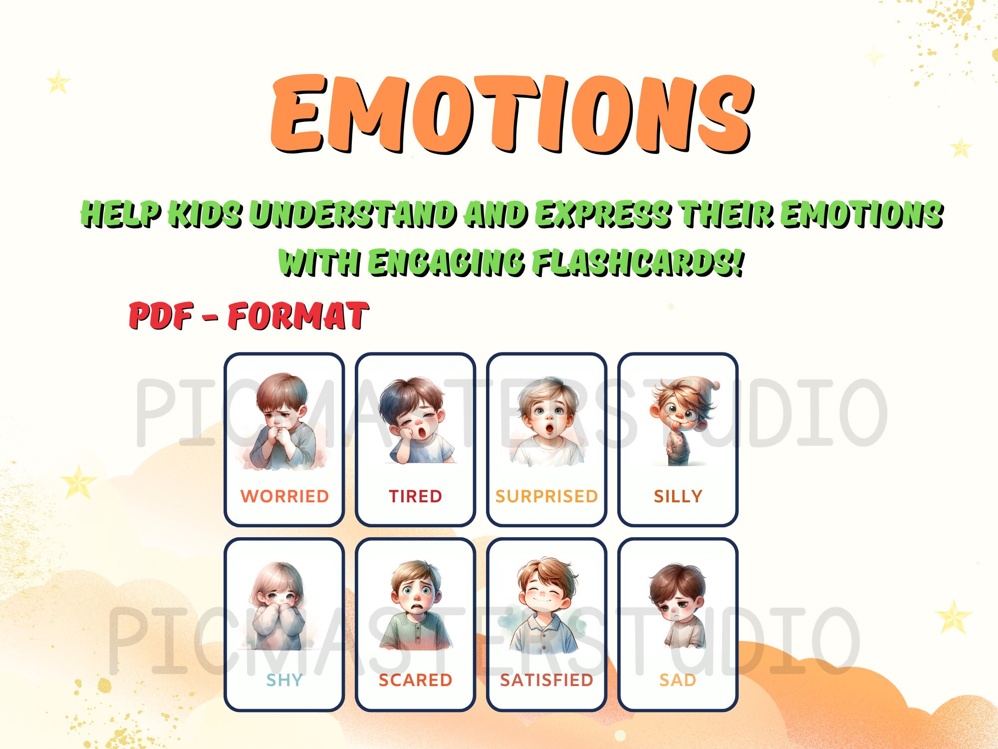 31 Feelings and Fun: EMOTIONS Flashcards for Kids Cards to Help ...