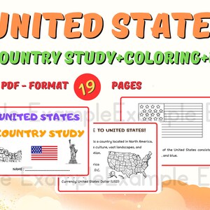 United States Country Study+coloring+ex Activities - Etsy
