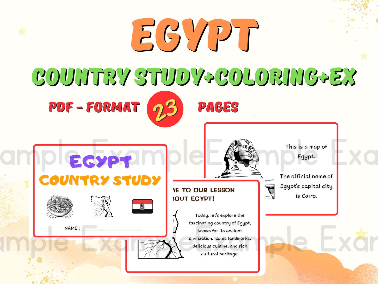Egypt Country Study+coloring+ex Activities - Etsy