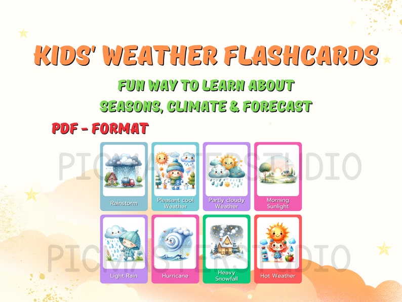 Forecasting Fun: Kids' Weather Flashcards for Kids Learn About Weather ...