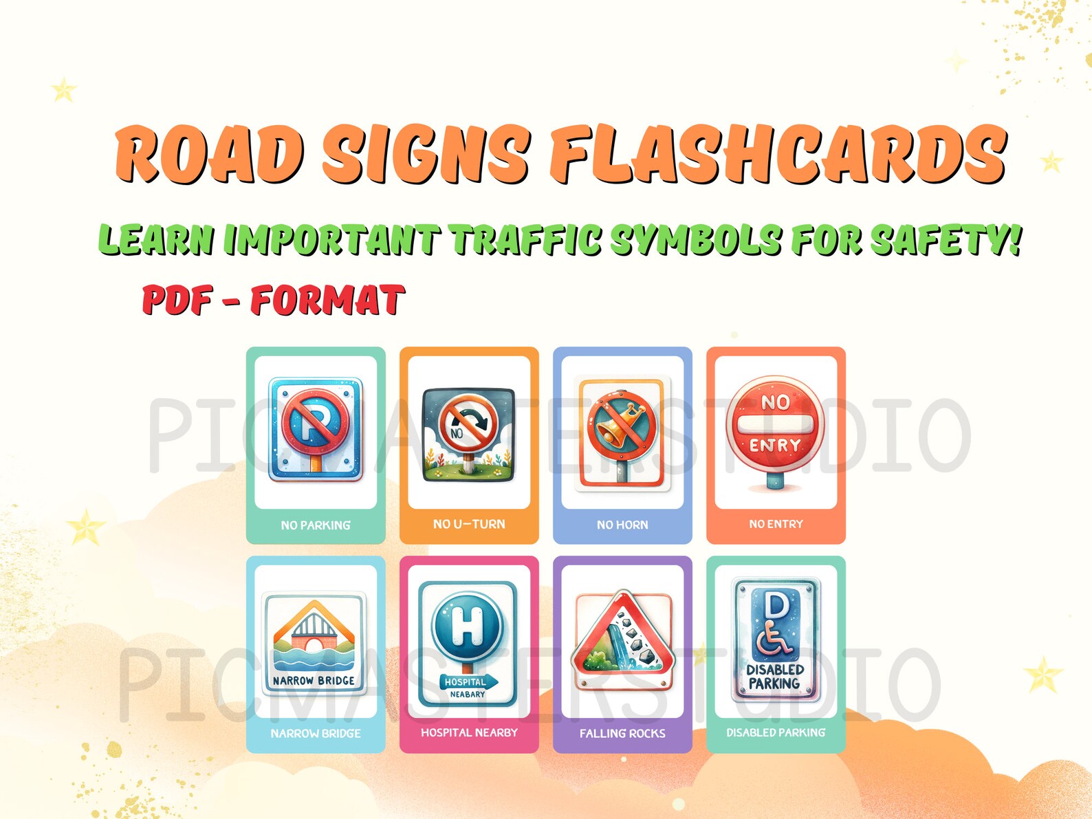 Road Signs Flashcards for Kids: Learn Safety and Signs Fun, Educational ...