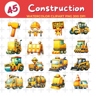 45 Construction Vehicle Clipart Kids Watercolor : Explore Construction ...