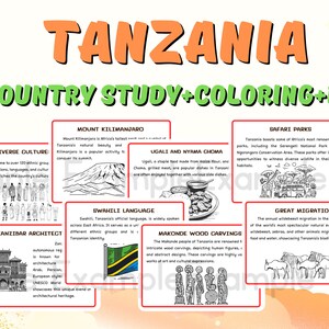 Tanzania Country Study+coloring+ex Activities - Etsy