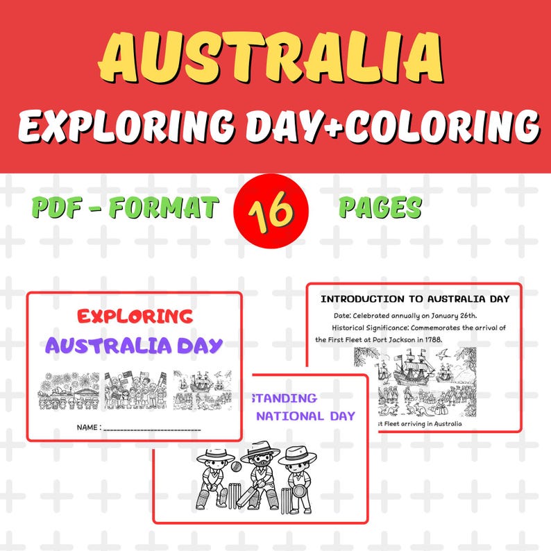 Exploring Australia Day+coloring Pages for Kids - Etsy