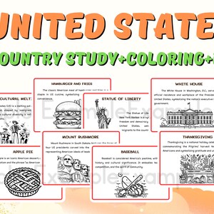 United States Country Study+coloring+ex Activities - Etsy