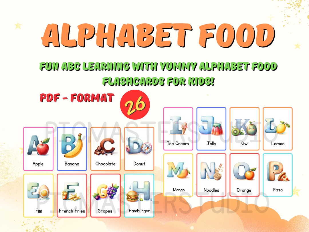 Delicious Learning: Abcs With Alphabet Food Flashcards for Kids A Tasty ...