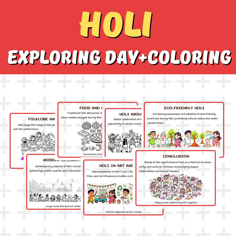 Exploring Holi Daycoloring Pages for Kids - Etsy