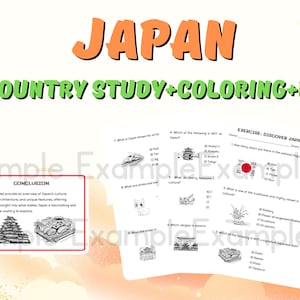 Japan Country Study+coloring+ex Activities - Etsy