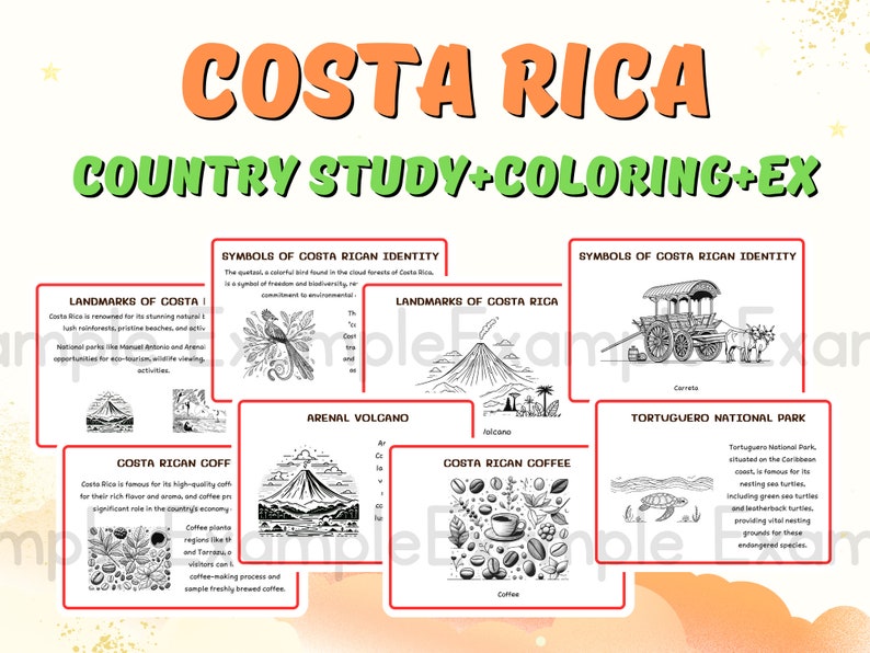 Costa Rica Study+coloring+ex Activities - Etsy