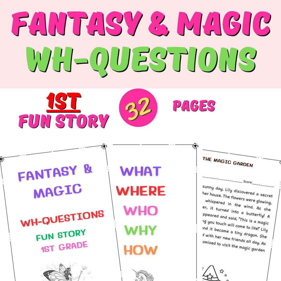 Wh-questions-fantasy & Magic Fun Story 1st Grade With Worksheets - Etsy