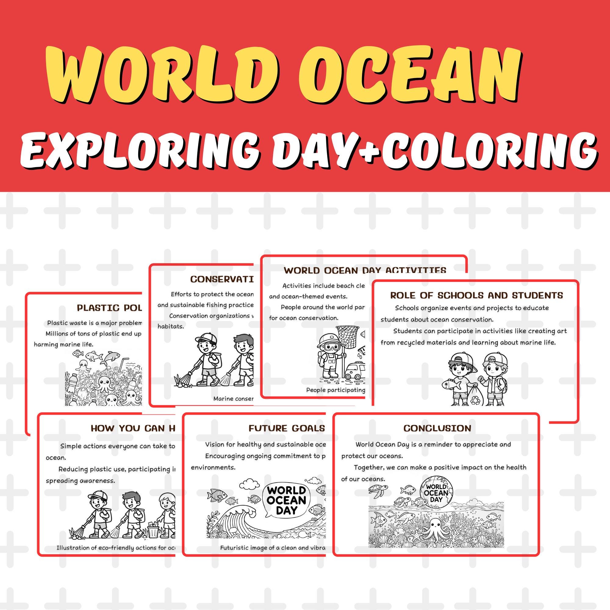 Exploring World Ocean Daycoloring Pages for Kids - Etsy