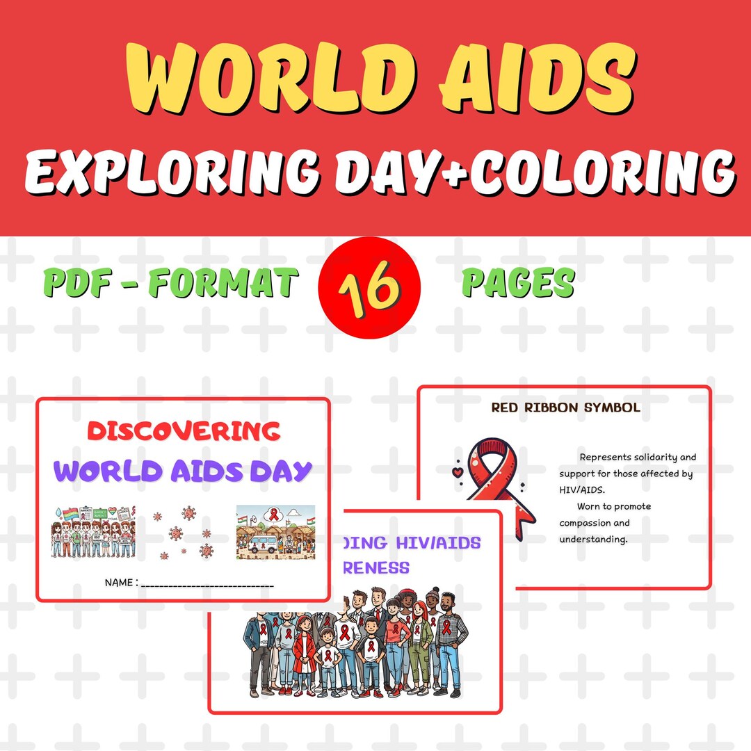 Exploring World Aids Day+coloring Pages for Kids - Etsy