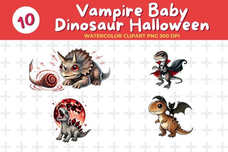 Vampire Baby Dinosaur Halloween PNG Collection for Kids | Vampire Dino ...