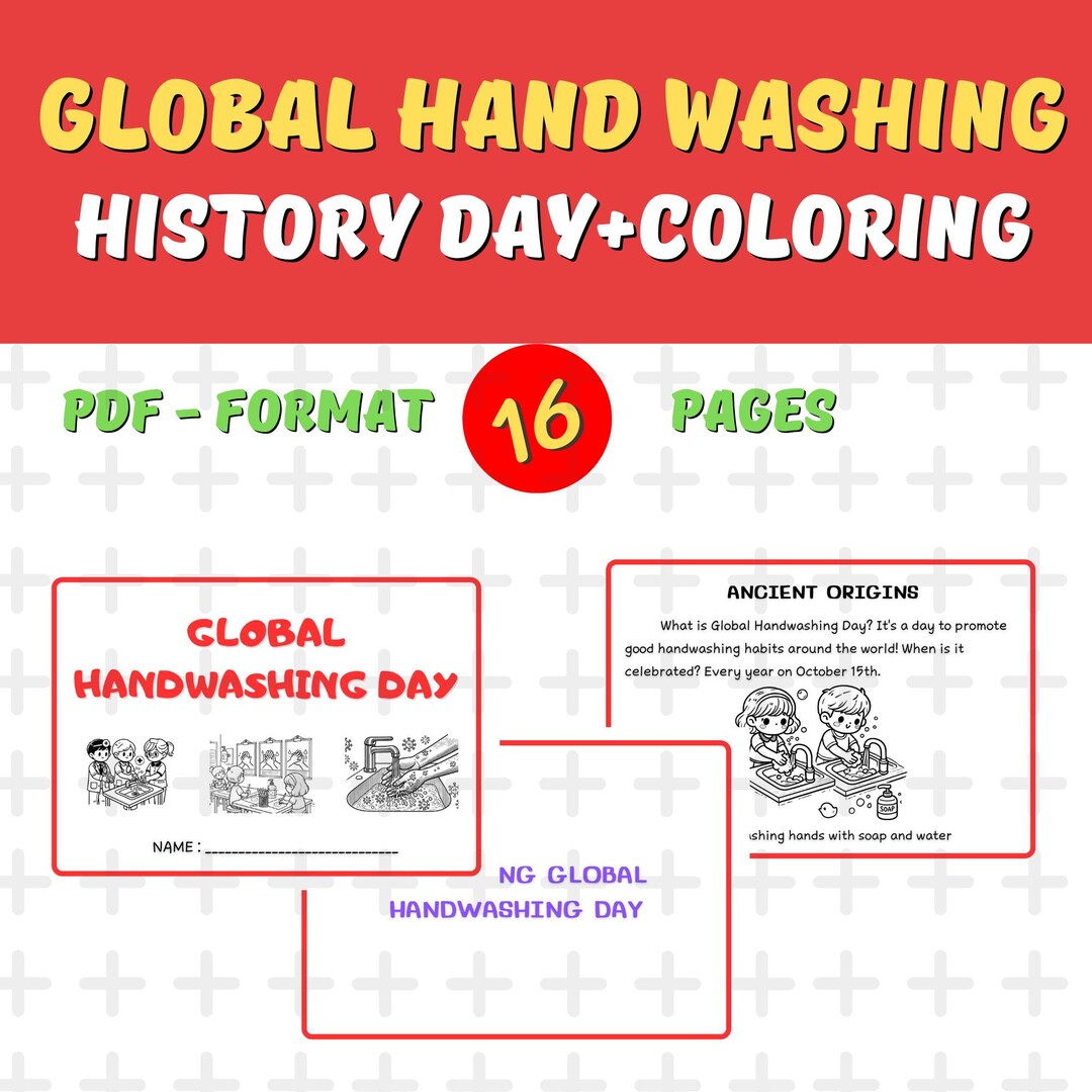 Global Hand Washing History Day+coloring Pages for Kids - Etsy
