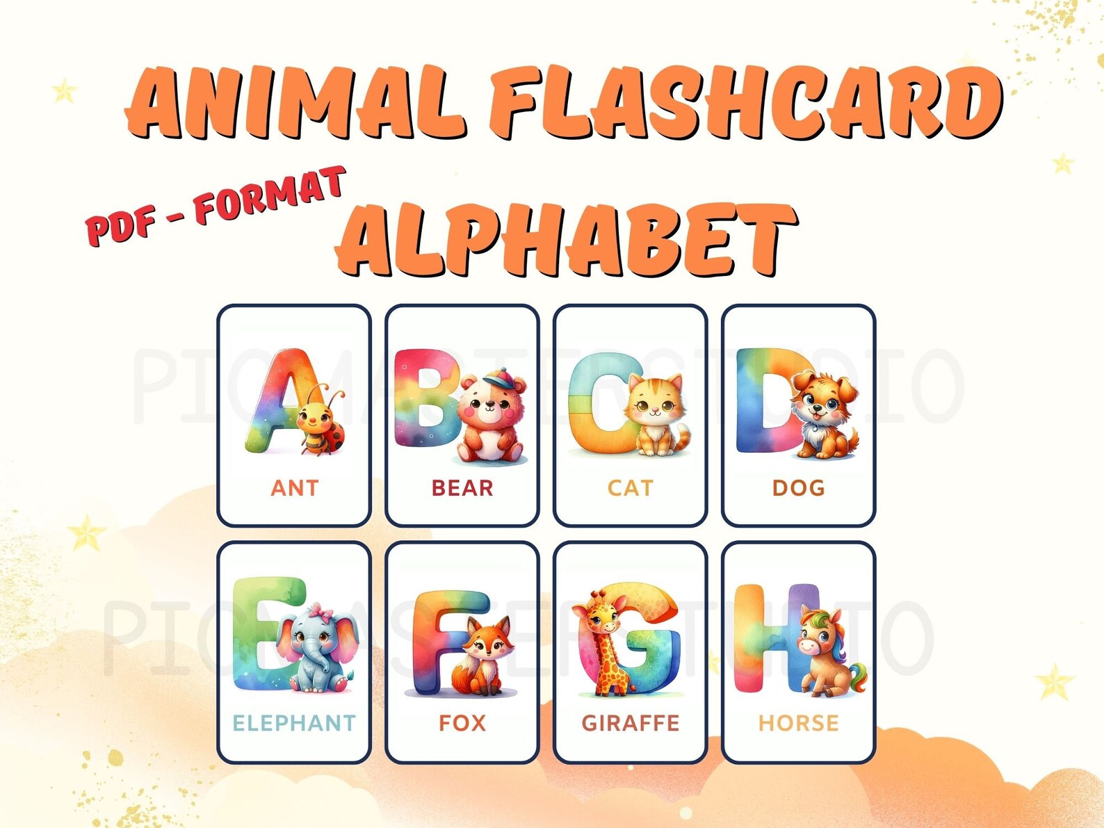 Educational Alphabet Flashcards With Animals Preschool Learning Game - Etsy