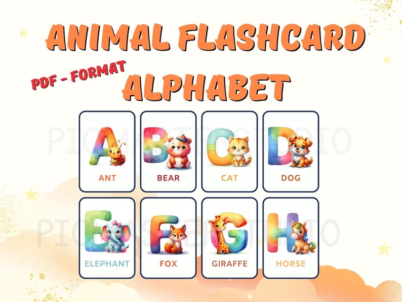 Educational Alphabet Flashcards With Animals Preschool Learning Game - Etsy