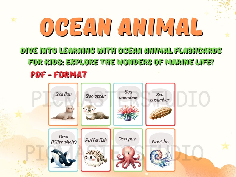 34 Dive Into Learning: Ocean Animal Flashcards for Kids Explore the ...