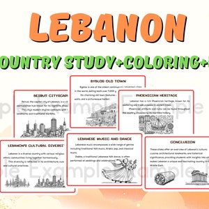Lebanon Country Study+coloring+ex Activities - Etsy