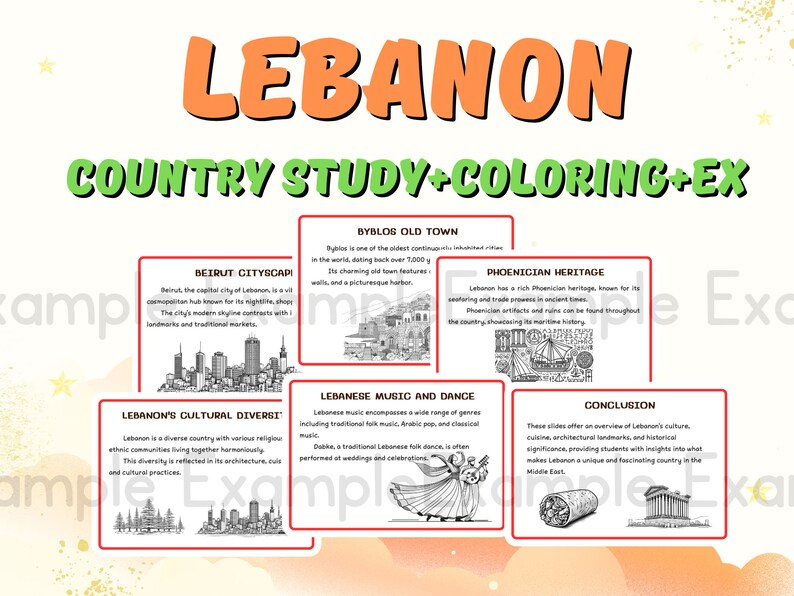 Lebanon Country Study+coloring+ex Activities - Etsy