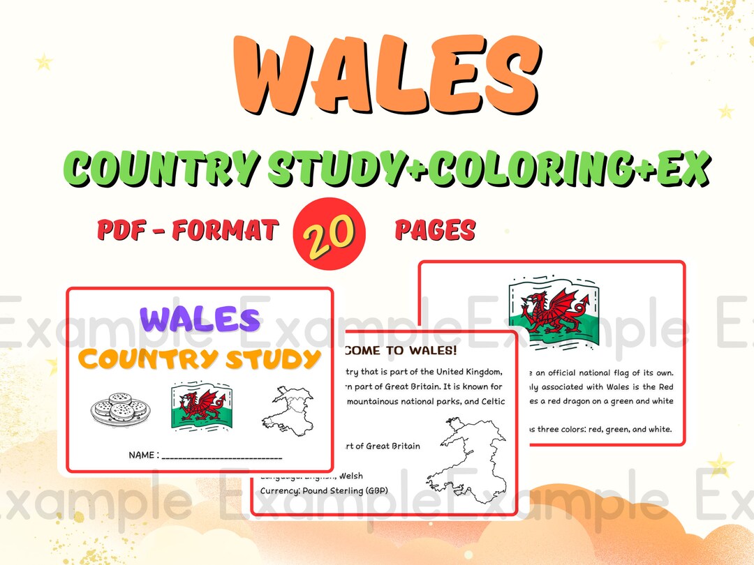 Wales Country Study+coloring+ex Activities - Etsy