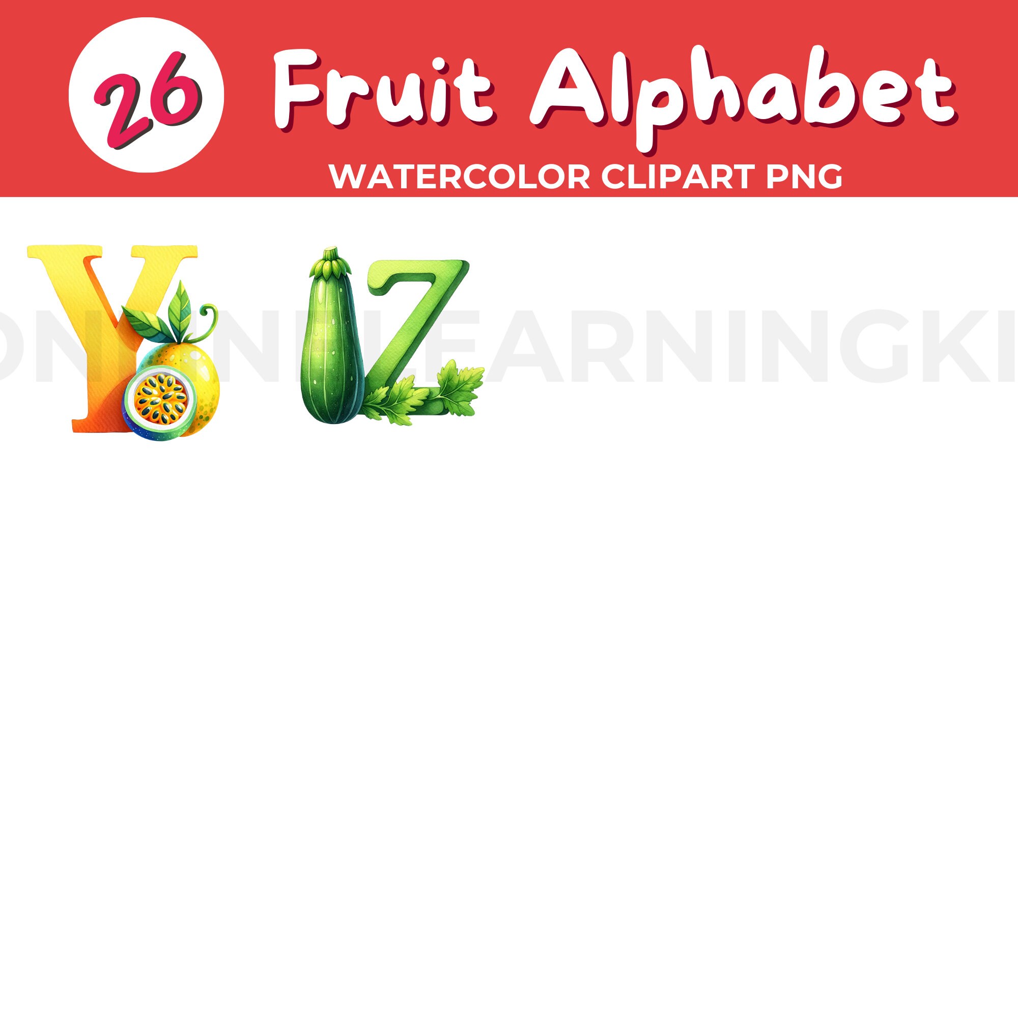 26 Fruit and Vegetable Alphabet Clipart PNG Collection | Veggie Abc for ...