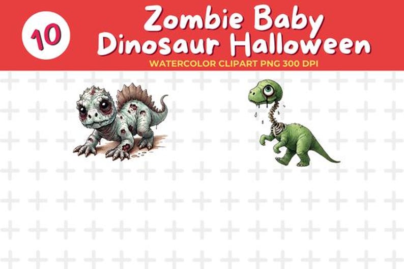 Zombie Baby Dinosaur Halloween PNG Collection for Kids | Zombie Dino ...