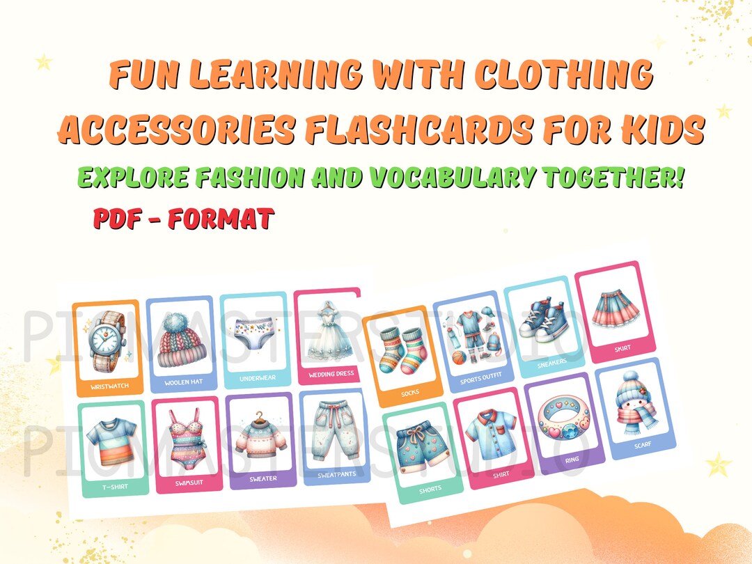Explore Fashion Fun: Kids' Clothing Accessories Flashcards Perfect for ...