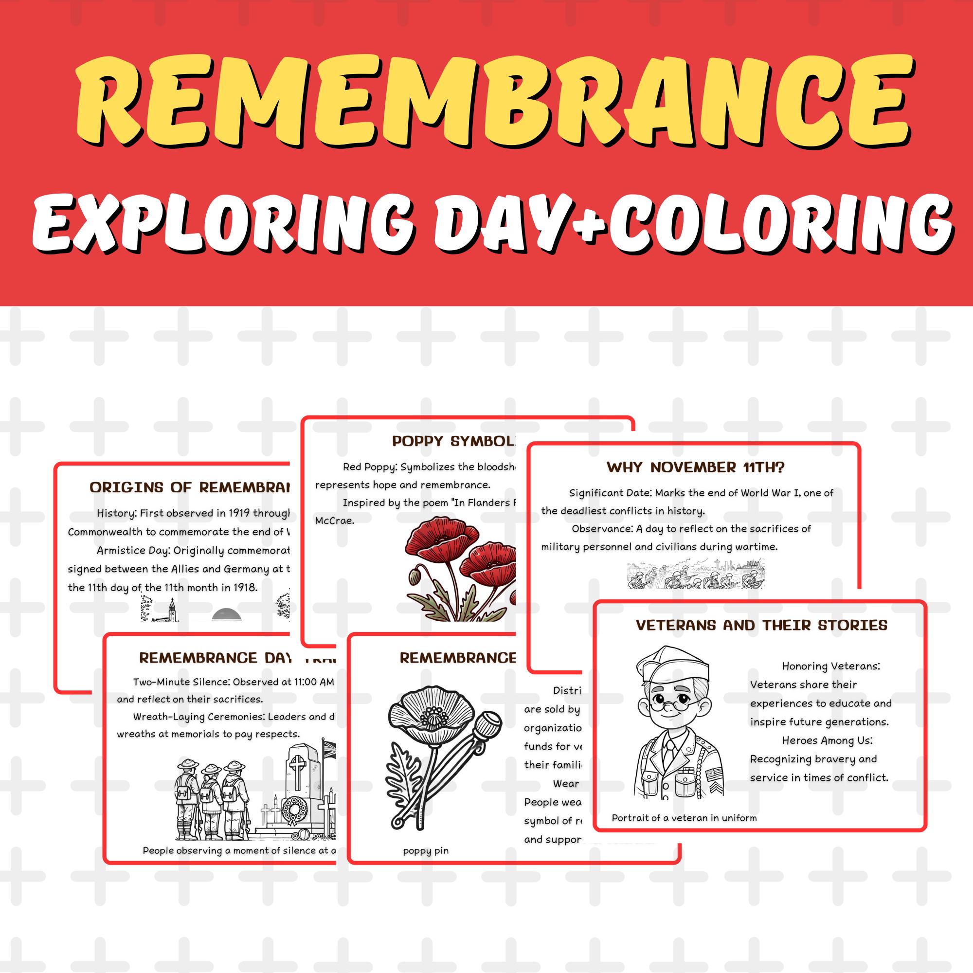 Exploring Remembrance Day+coloring Pages for Kids - Etsy