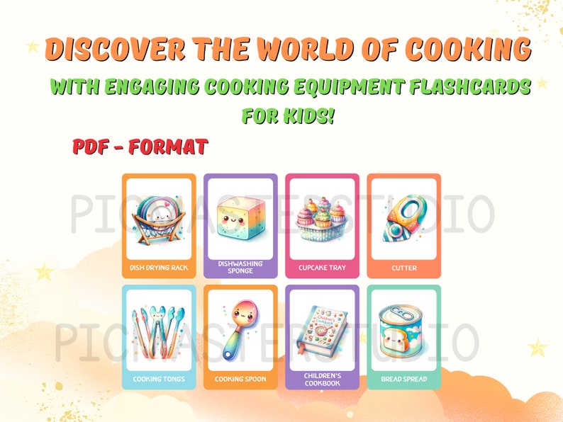 Junior Chefs Unite: Interactive Cooking Equipment Flashcards for Kids ...