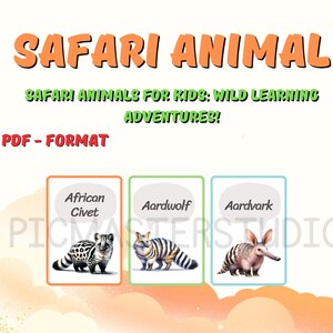 35 Wild Adventures Await: Safari Animal Flashcards for Kids Explore the ...