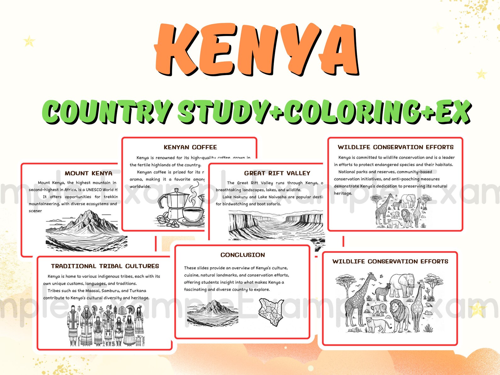 Kenya Country Study+coloring+ex Activities - Etsy