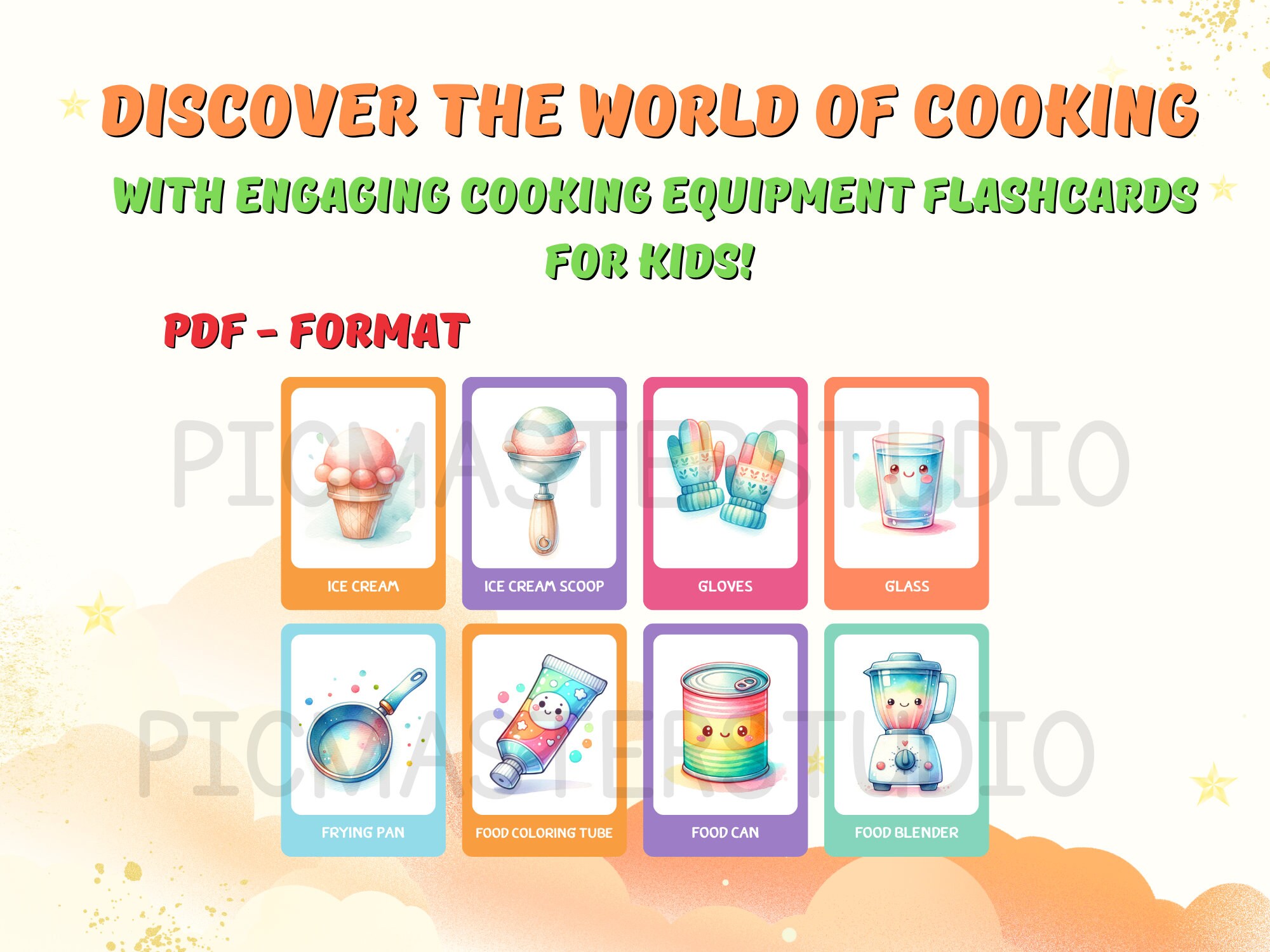 Junior Chefs Unite: Interactive Cooking Equipment Flashcards for Kids ...
